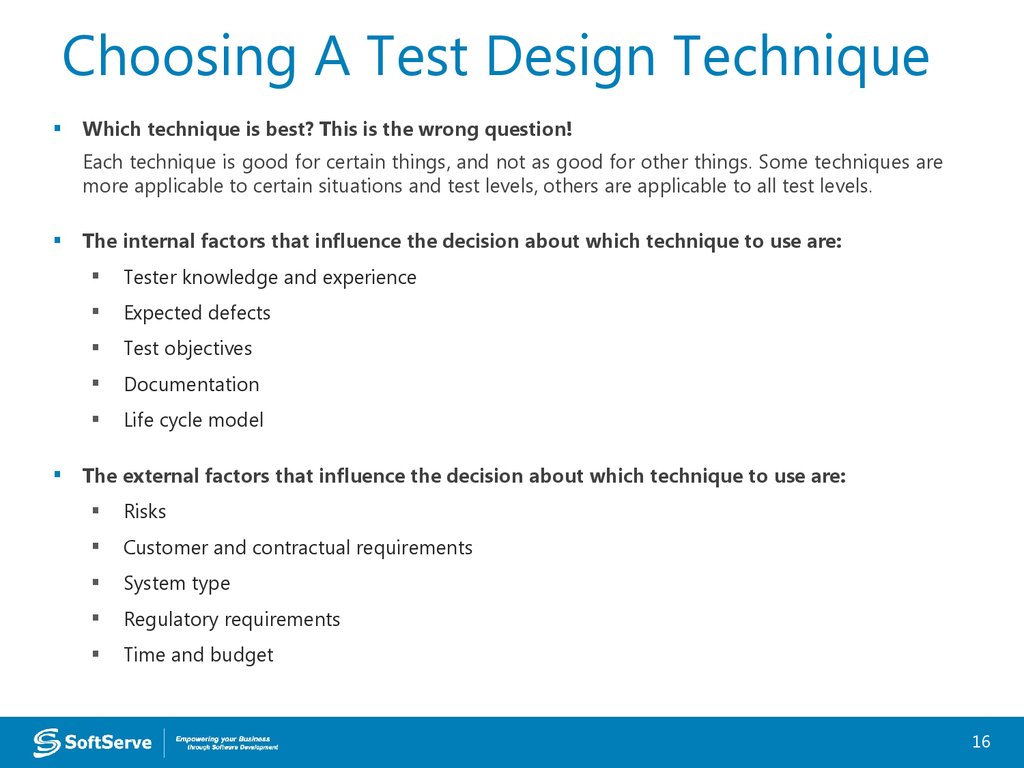Test Design Techniques Online Presentation