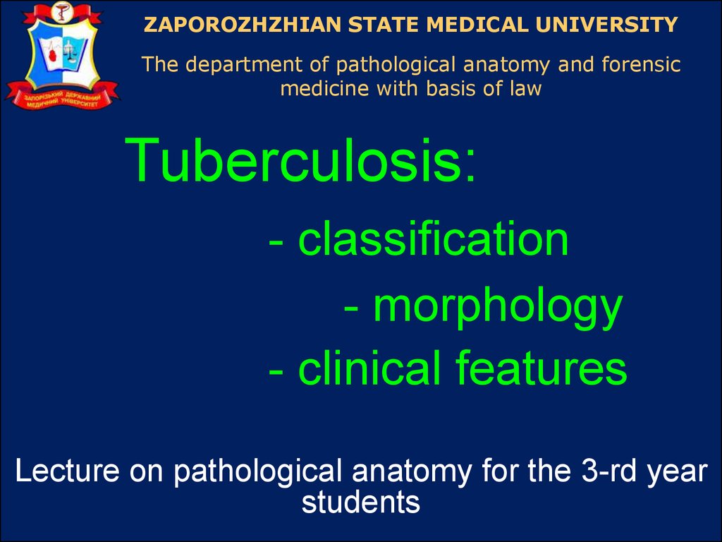Tuberculosis Classification Morphology Clinical Features 