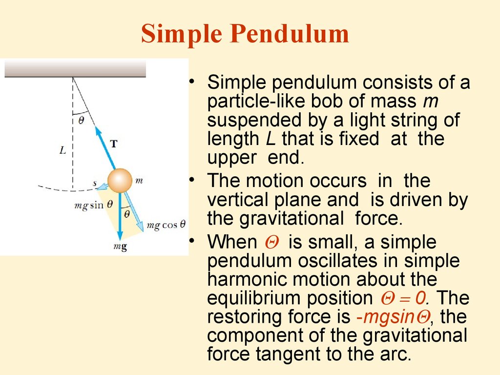 Oscillatory Motion The Simple Pendulum Lecture 1 