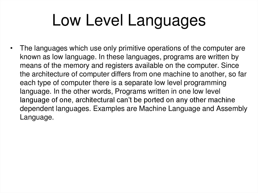 High And Low Level Programming Languages Online Presentation