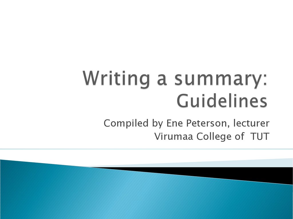 Writing A Summary Guidelines 