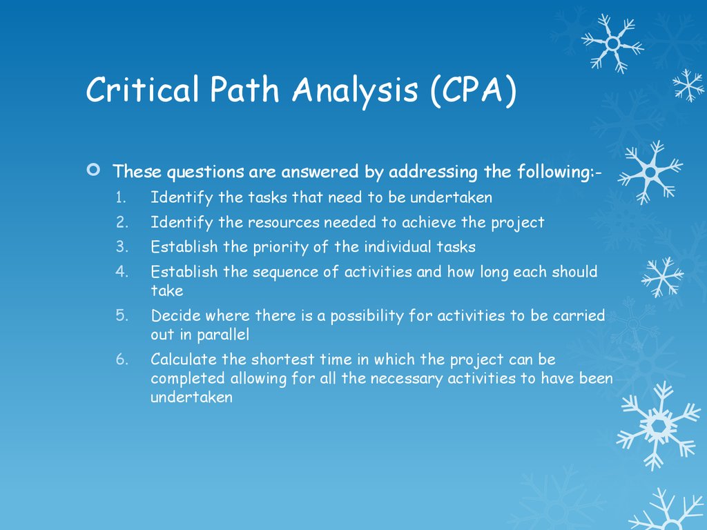 Project Management Tools PERT And CPA 