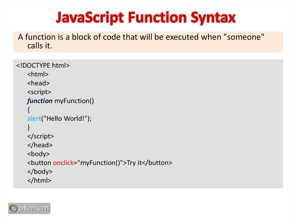 JavaScript In Or Online Presentation