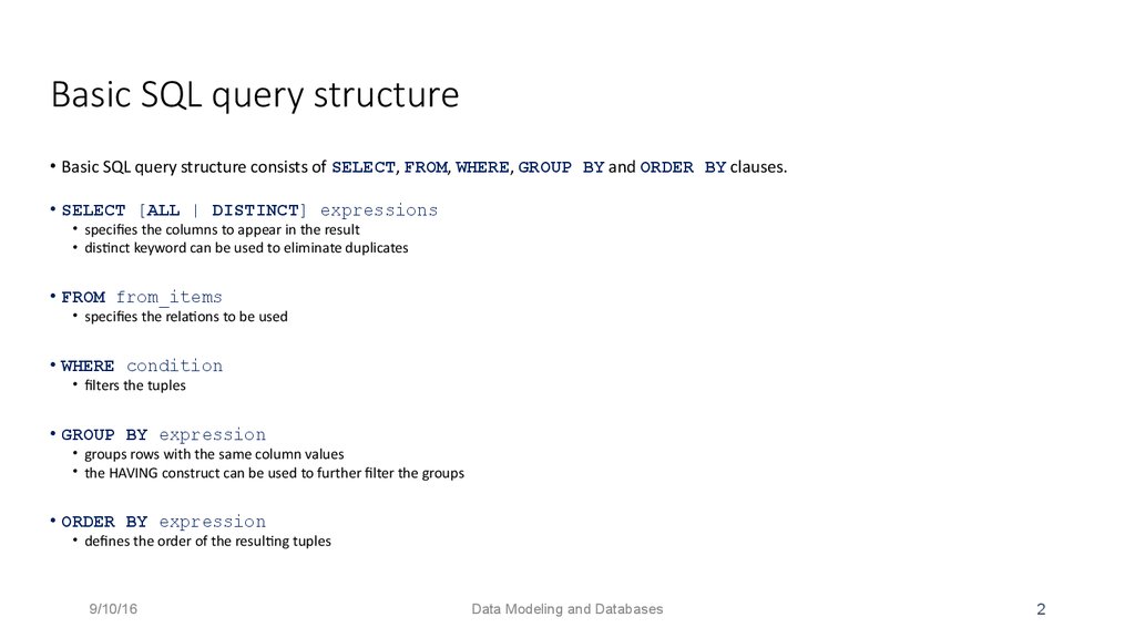Data Modeling And Databases Lab 3 Introduction To SQL 