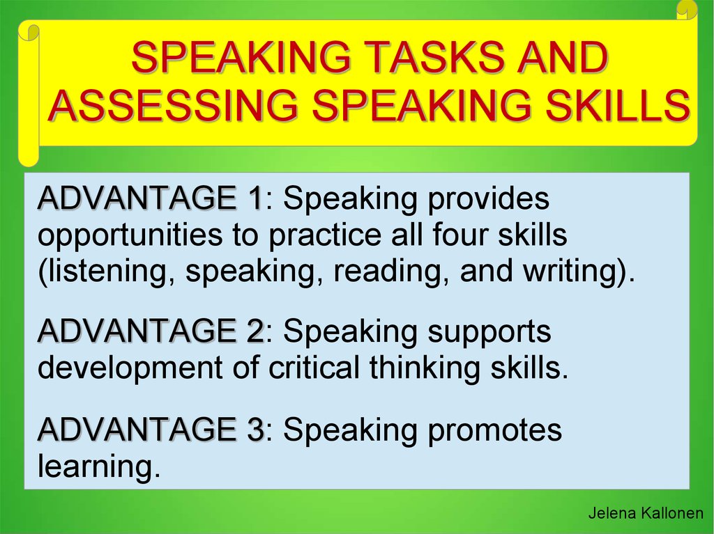 Speaking Tasks And Assessing Speaking Skills 